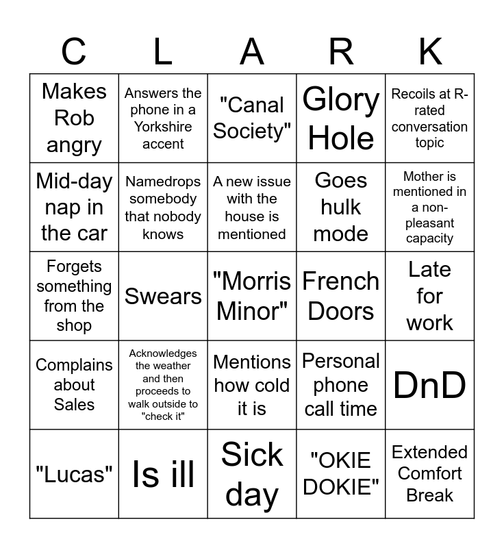 The Matthew Clark Compendium Bingo Card