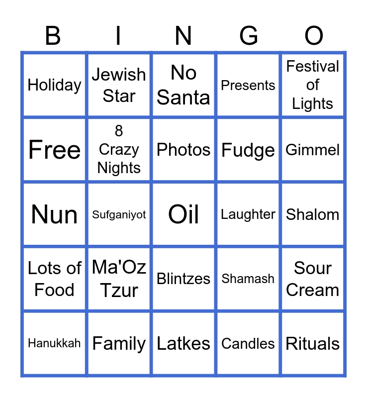 Hanukkah O' Hanukkah Bingo Card