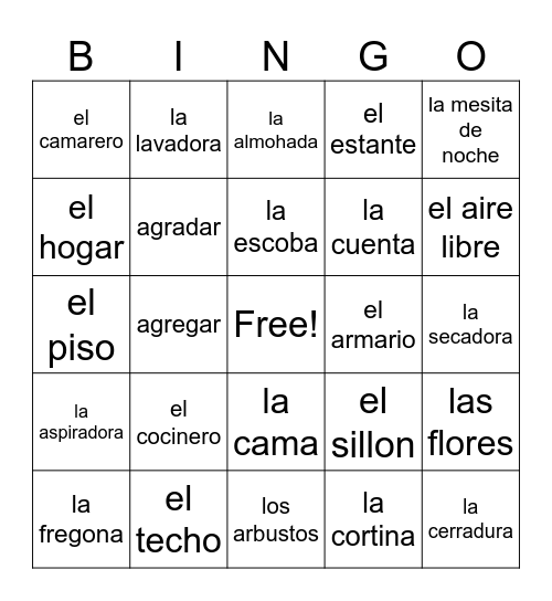 Words List 7 Part II Bingo Card Words List 7 Part II Bingo Card