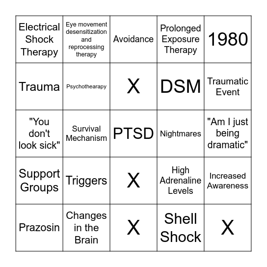 PTSD BINGO Card