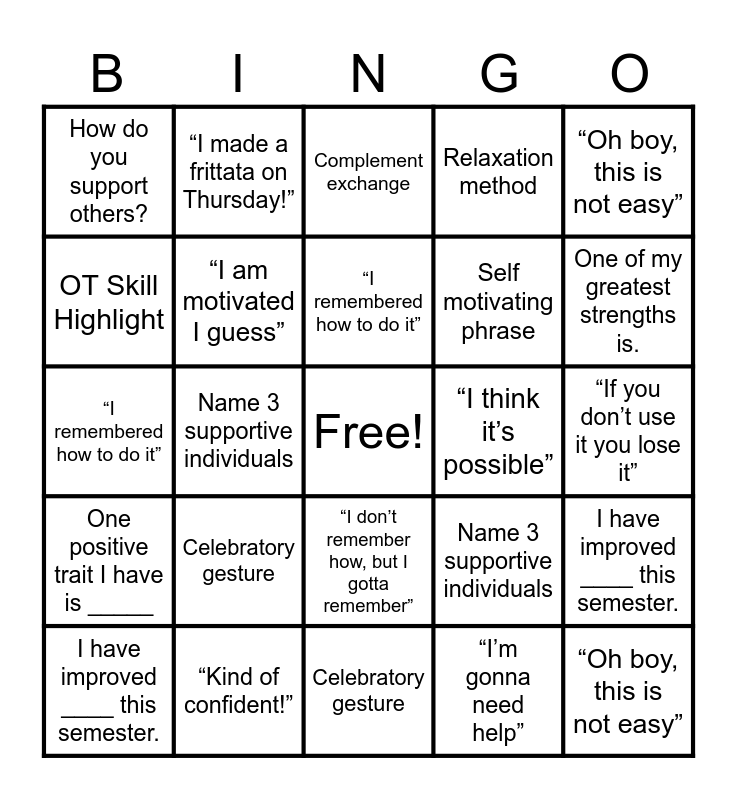 OT Bingo Card