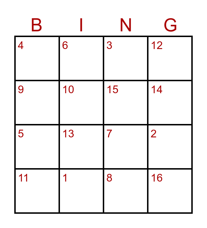 Das Bingo Card