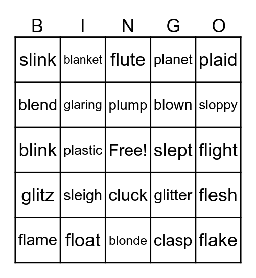 L-Blends Bingo Card