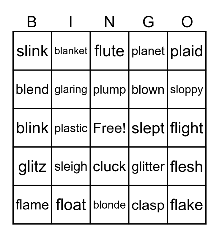 L-Blends Bingo Card