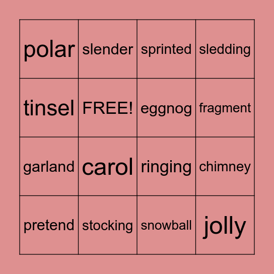 Two Syllable Bingo! Bingo Card