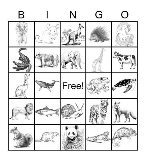 Russian Animals Bingo Card