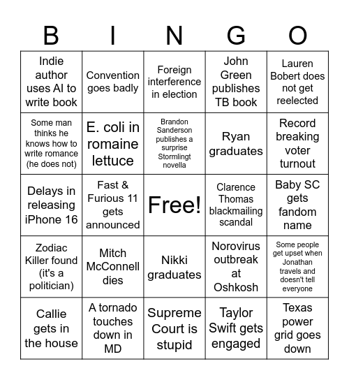 2024 Bingo Card