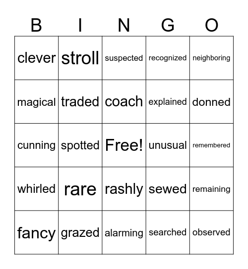 Mrs. Rea's IEW1 Vocabulary Bingo Card