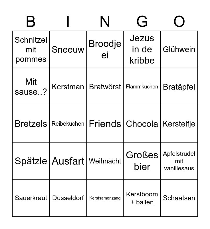 Dusseldorfer Weihnachtbingo Card