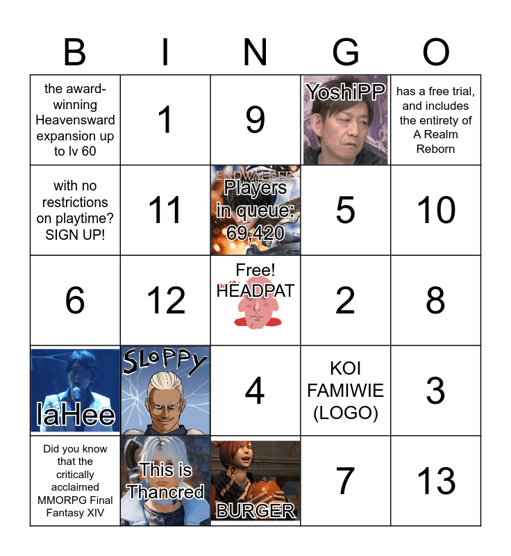 Koi Xmas no Susssy Bingo Card