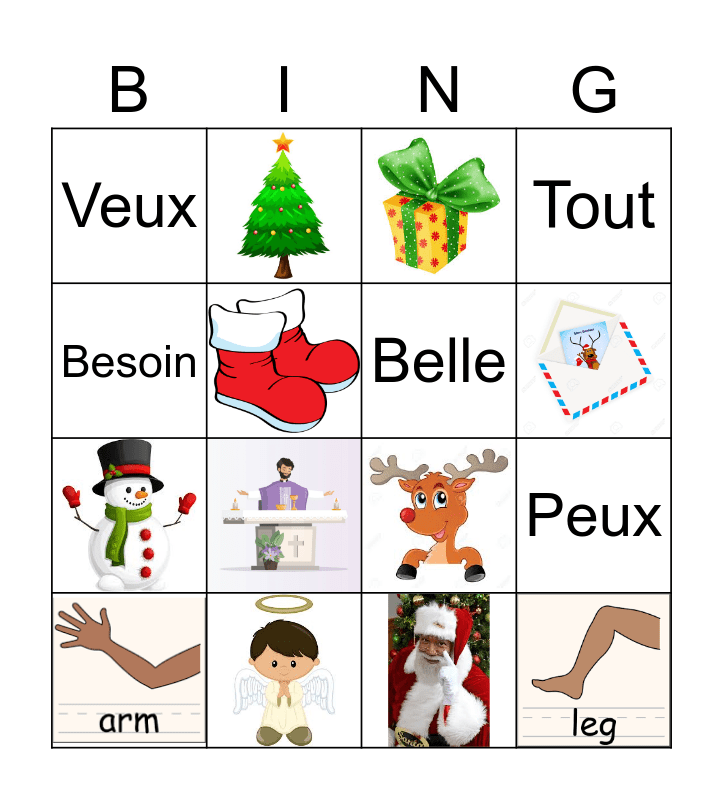 Bingo de Noël- Français 1 Bingo Card