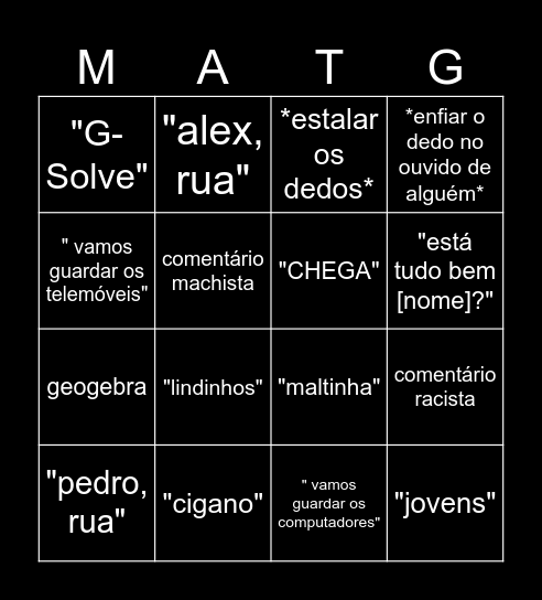 Bingo Matemática Bingo Card