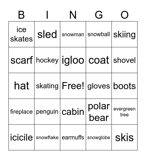 winter bingo Card