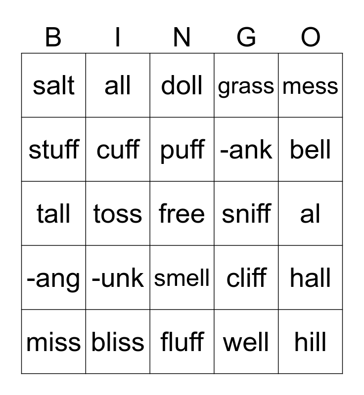 Spire level 2, lesson 1-2 Bingo Card