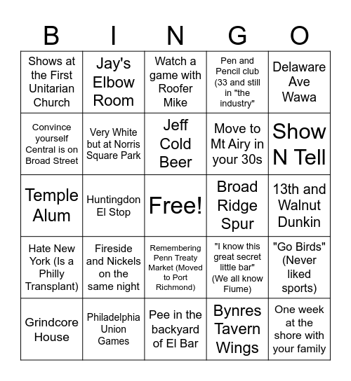 Sicko Bingo Card