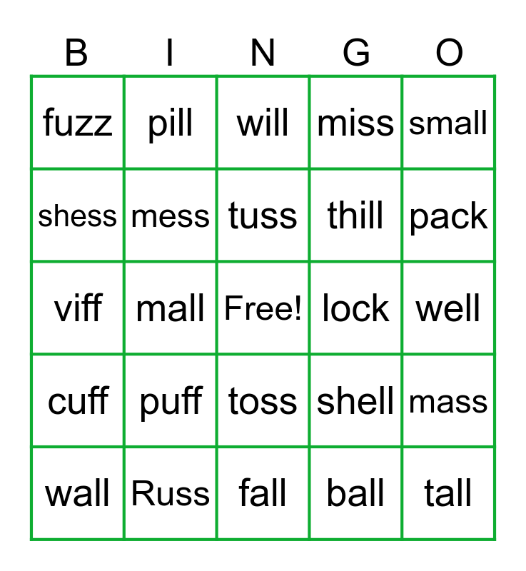 FUNdations Unit 4 Bonus Letters Bingo Card