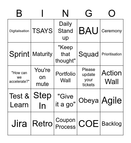 Value Stream 1 Bingo v2 Bingo Card