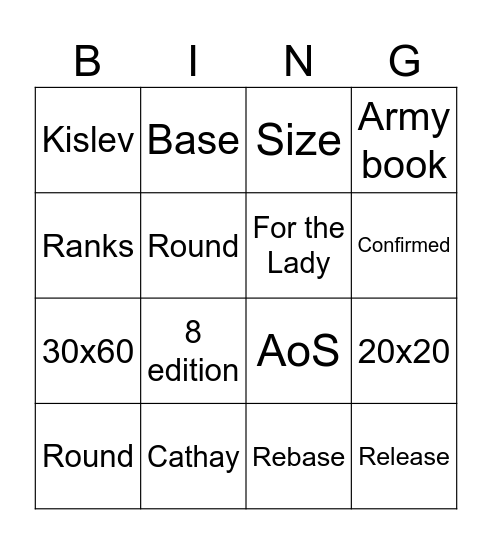 Old world Bingo Card