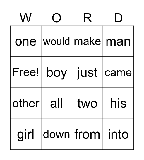 HFW First 4 Bingo Card