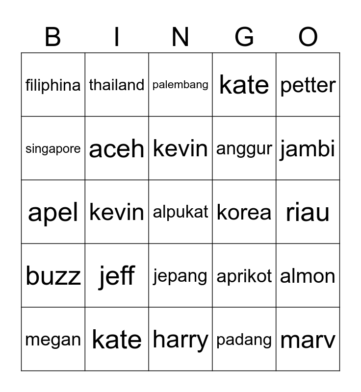mineee Bingo Card