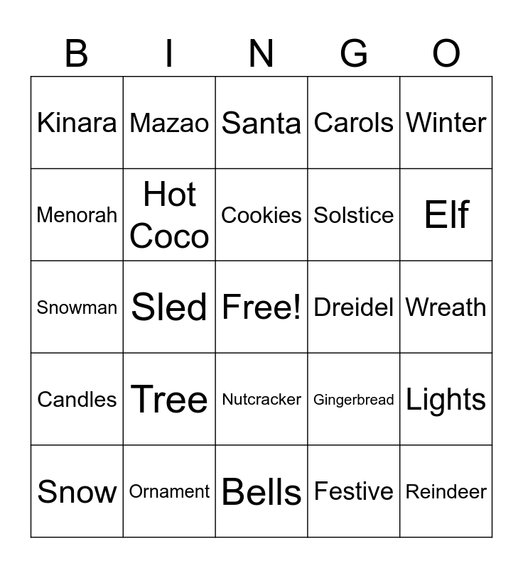 ORM Holiday Bingo Card