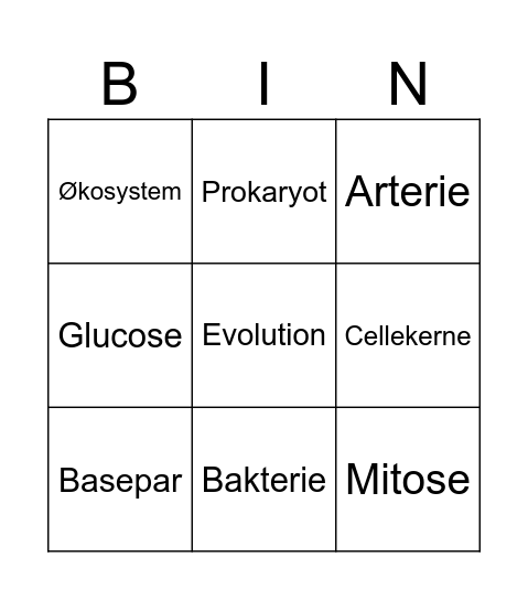 Bio Bingo Card