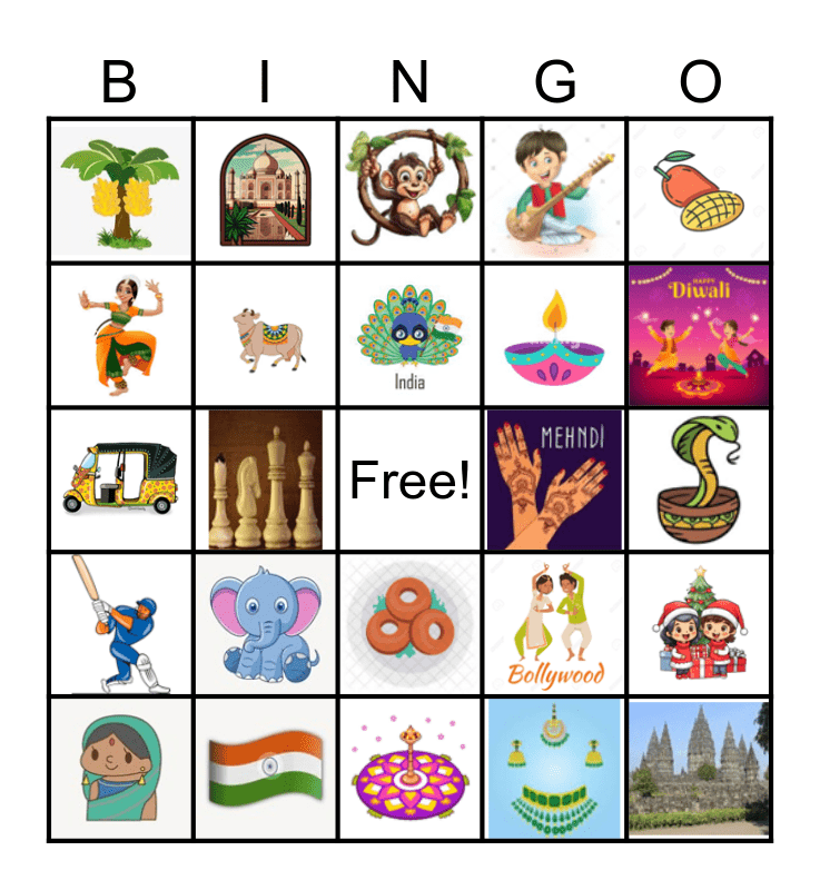 India Bingo Card