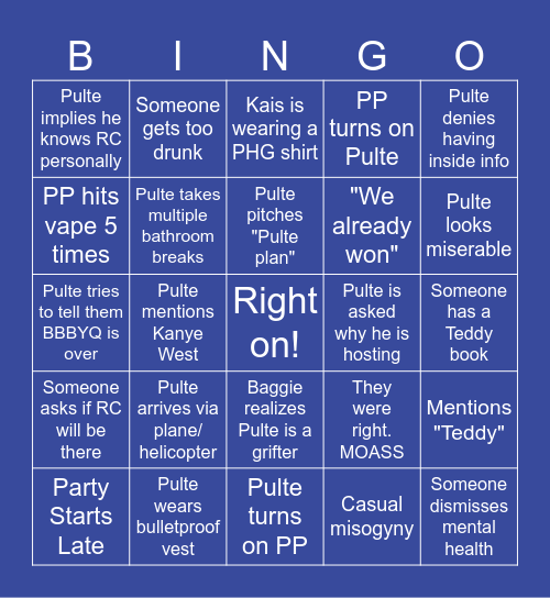 PP Meet-up Bingo Card