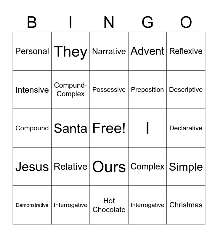 ELA Review Bingo Card