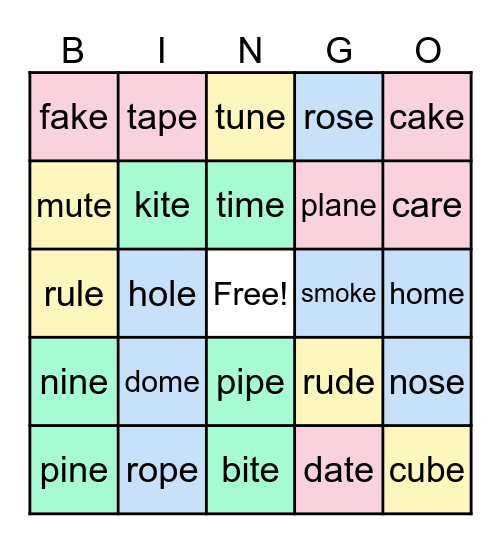 Long Vowels Bingo Card