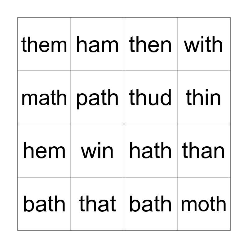 Word Mix Up Lesson 19 Bingo Card
