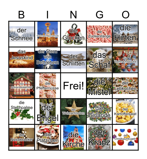 German Christmas bingo Card