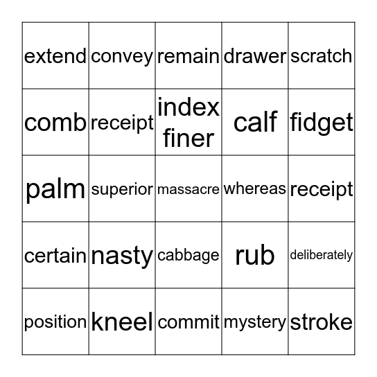 UNIT 4C UPPER INTERMEDIATE Bingo Card