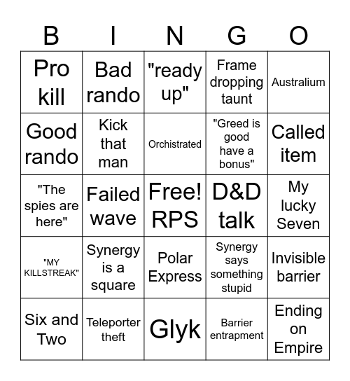 MVM Bingo Night Bingo Card