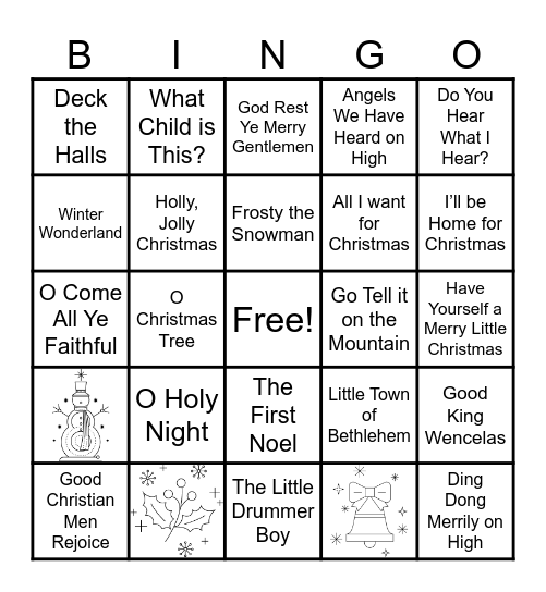 Christmas Carol Bingo! Bingo Card