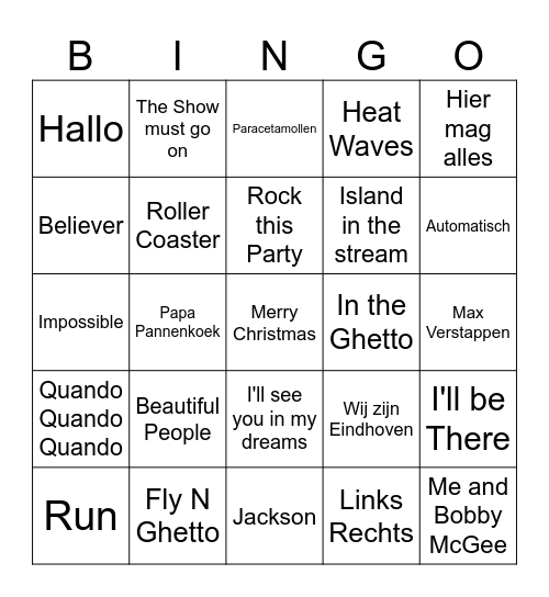 1ste Kerstdag Haps Bingo Card