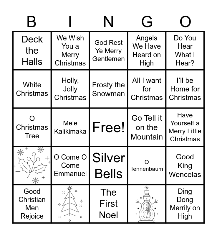 Christmas Carol Bingo! Bingo Card