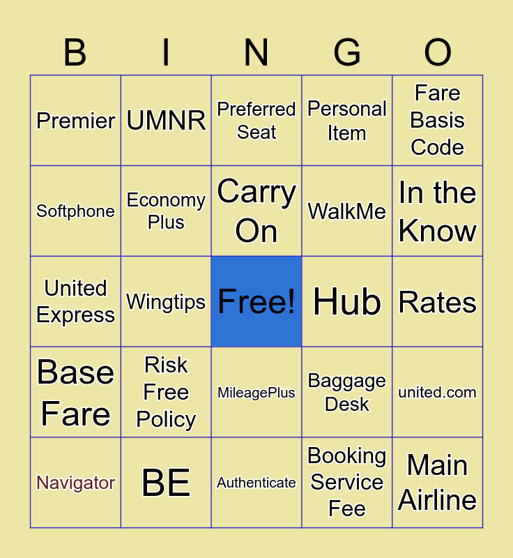 United Bingo! Bingo Card