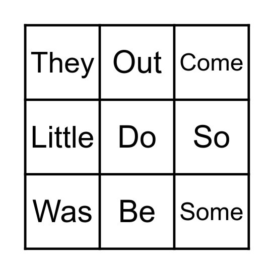 Phase 3 Tricky Words Bingo Card