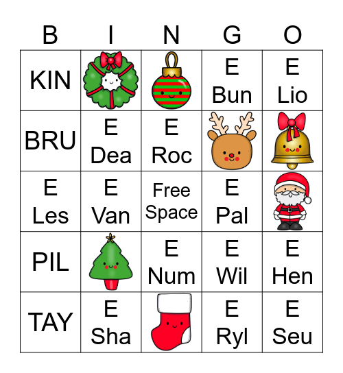 Christmas Call Number Game Bingo Card