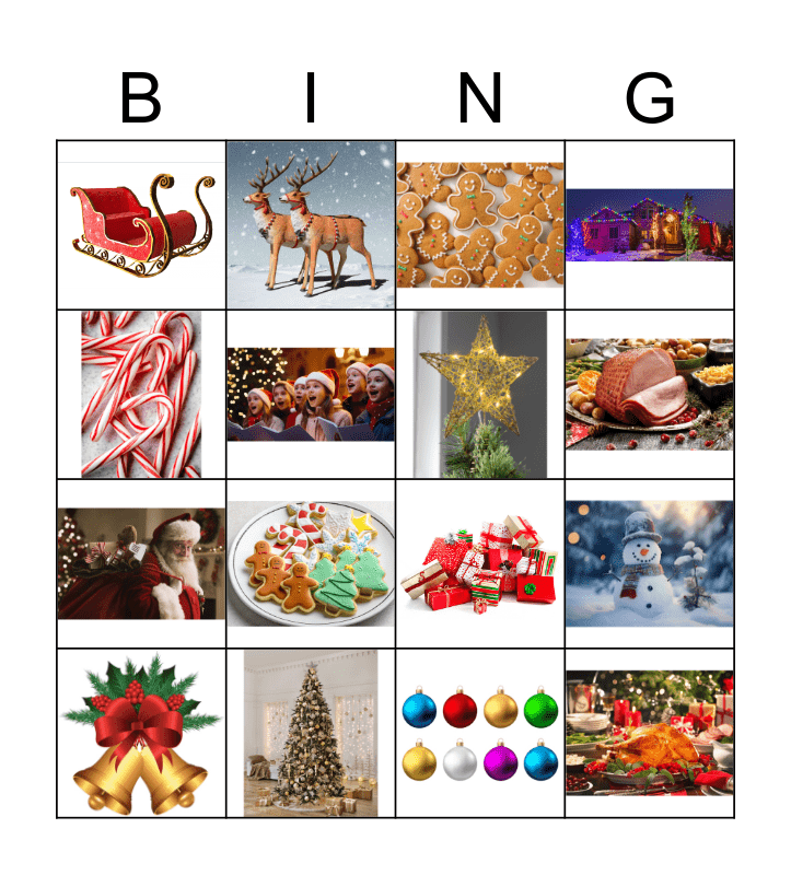 Christmas Vocabulary Bingo Card