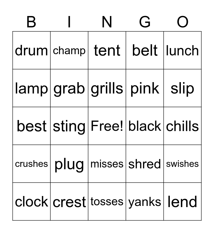 Wilson Word List 2.2 Bingo Card