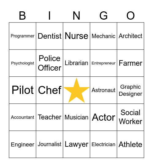 Career Bingo Card