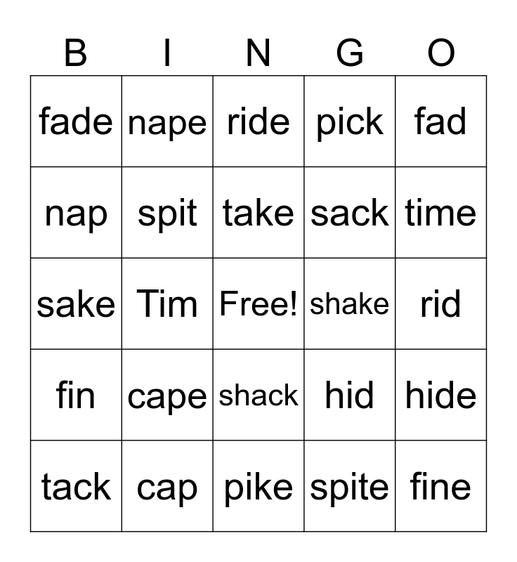 T F 31 Bingo Card