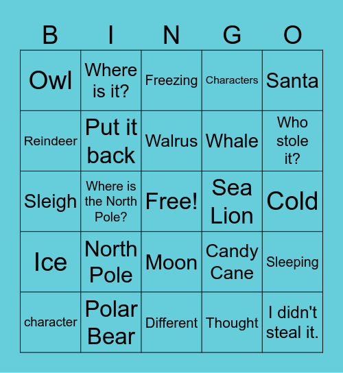 Who Stole the North Pole Bingo Card