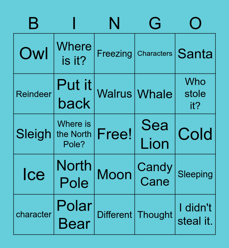 Who Stole the North Pole Bingo Card