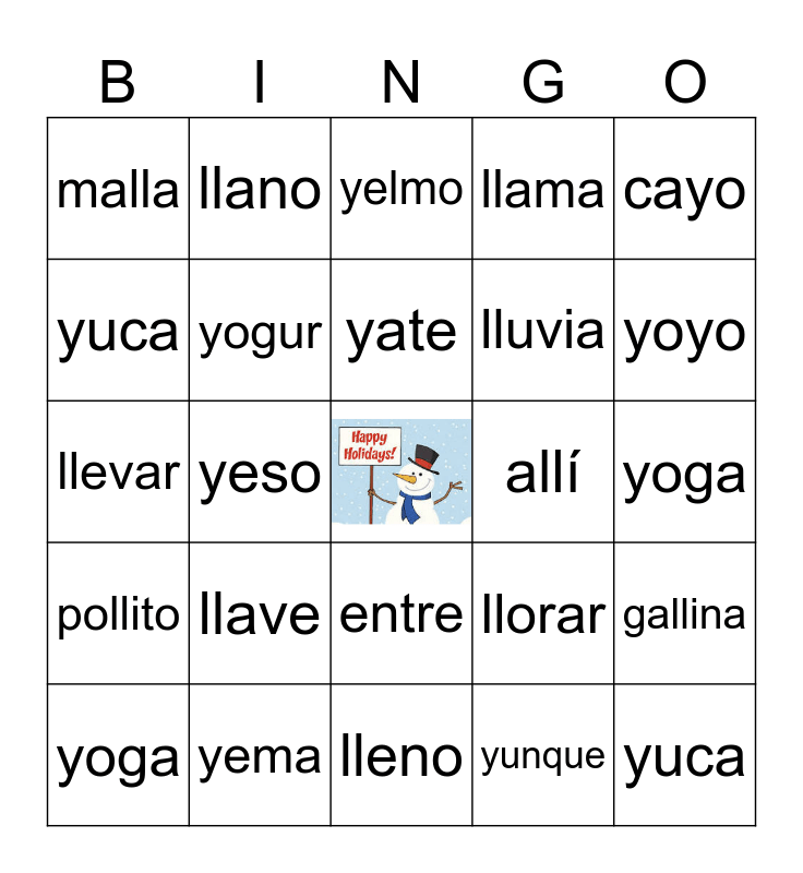 Unidad 5 Semana 2 Bingo Card