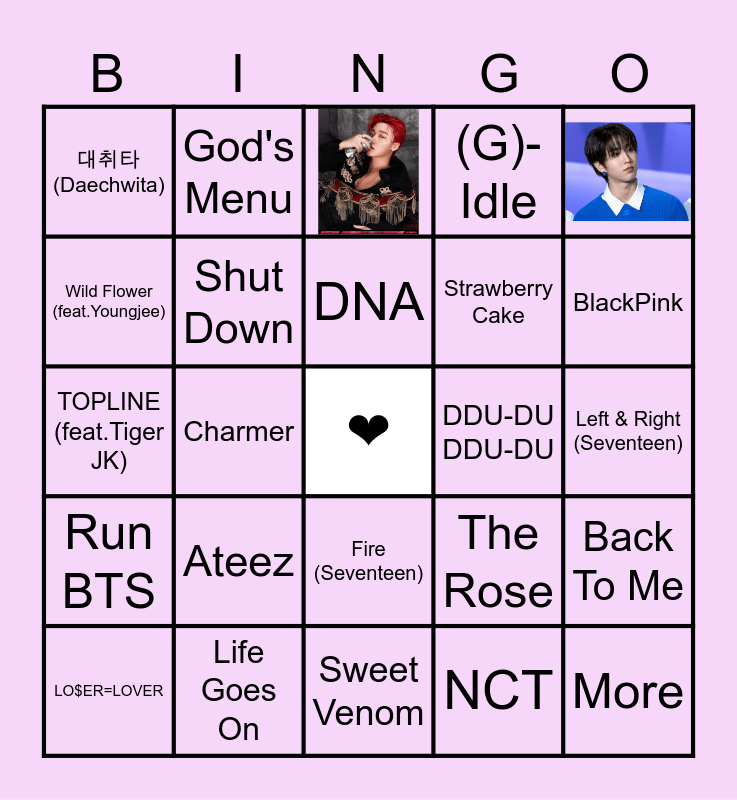 kpop bingo Card