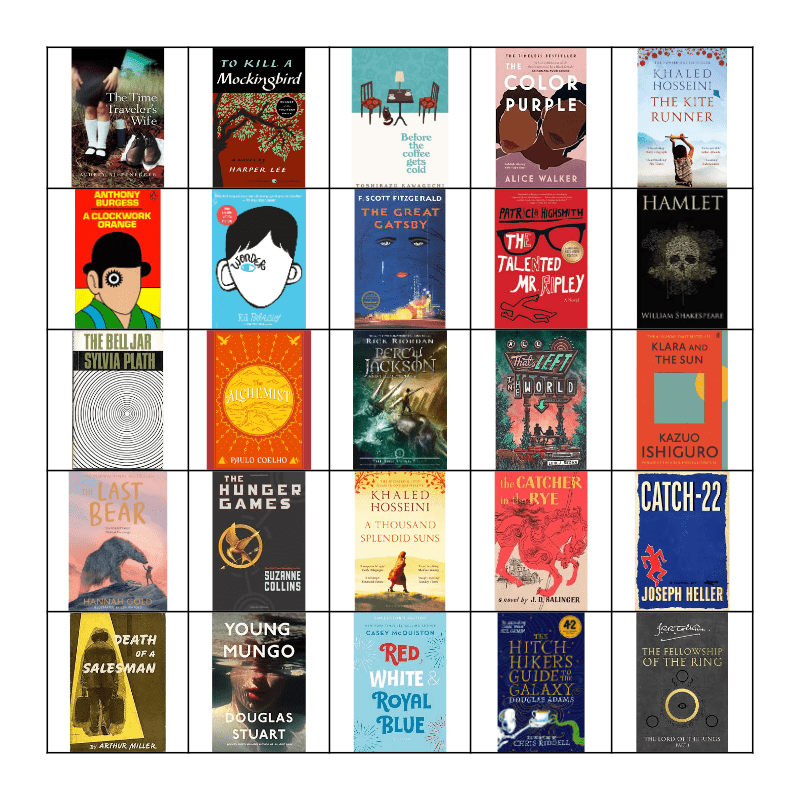 Book Cover Bingo Card