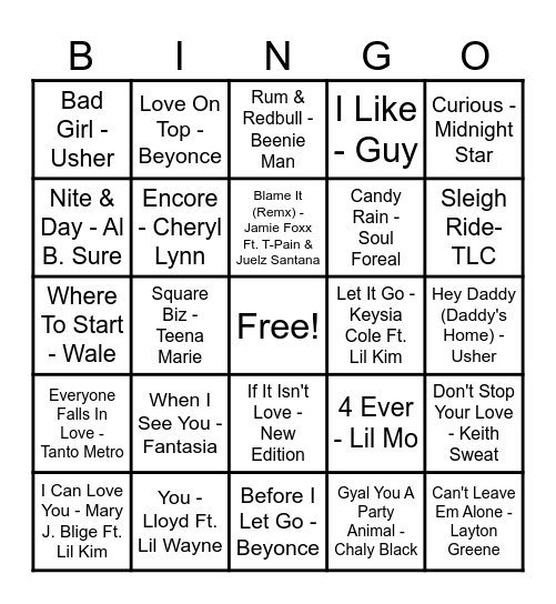 Music Bingo Card